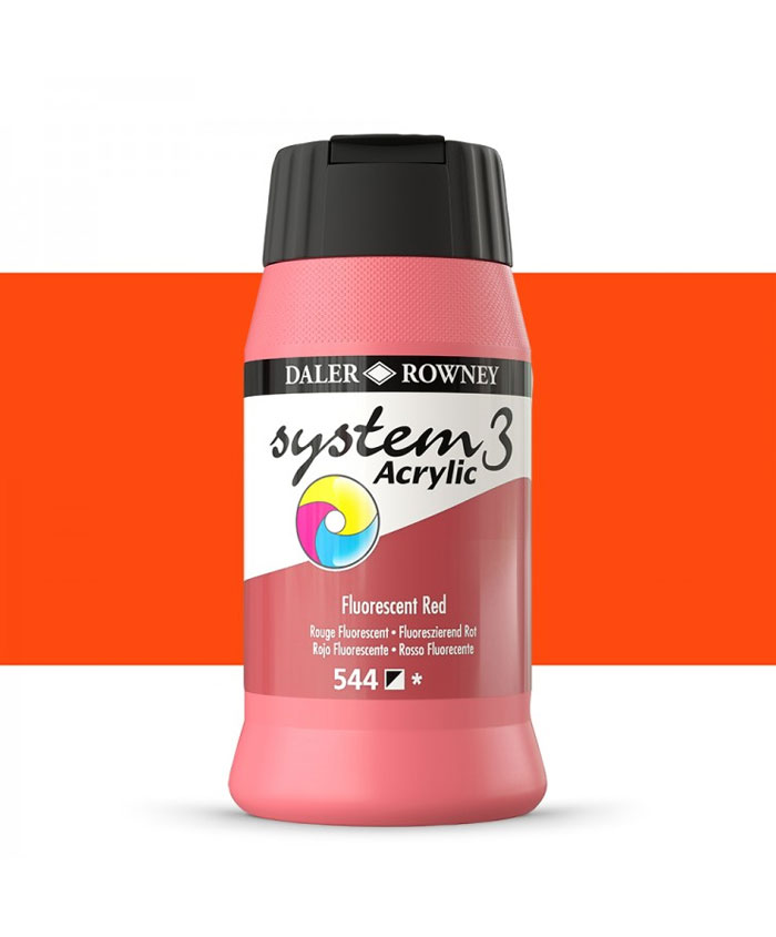DALER ROWNEY SYSTEM3 ACRYLIC PAINT FLUORESCENT RED – 500ML - Urban ...